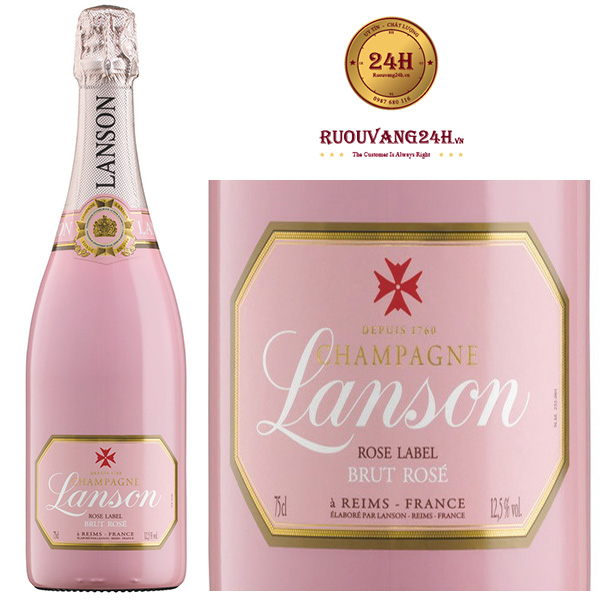 Rượu Champagne Lanson Rose Label - Rượu Vang 24H