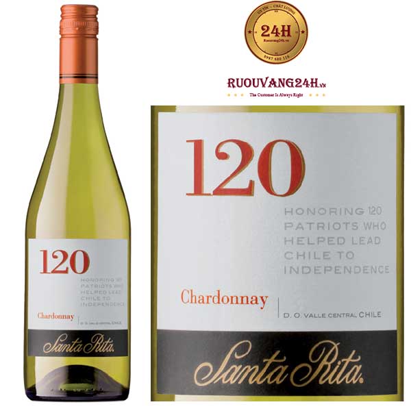 Rượu vang Santa Rita 120 Chardonnay - Rượu Vang 24H