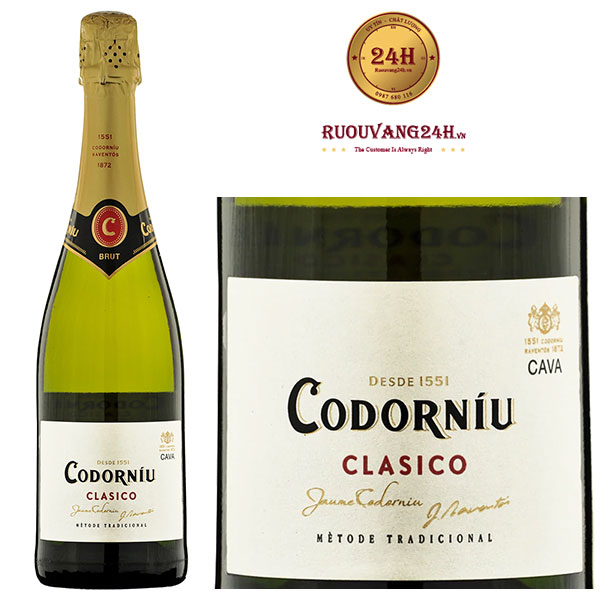 Rượu Vang Codorniu Clasico Sparkling Brut Do Cava - Rượu Vang 24H